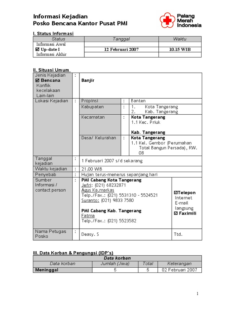 Contoh Format Laporan Bencana | PDF