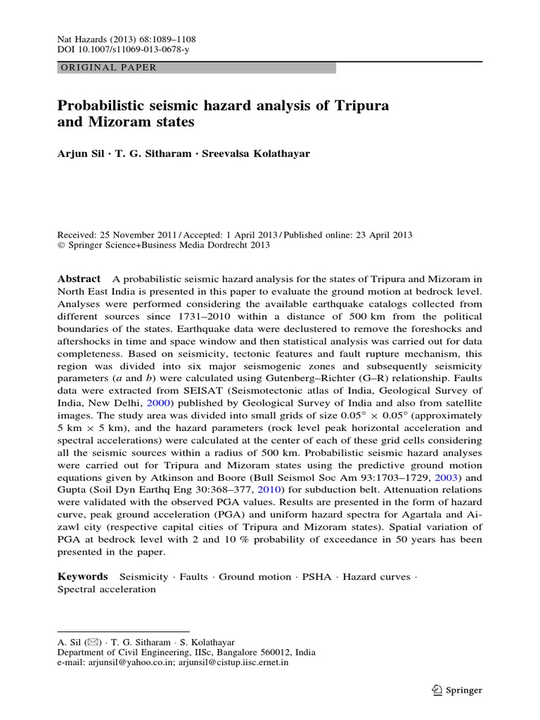 Probabilistic Seismic Hazard Analysis Of Pdf Pdf Moment Magnitude