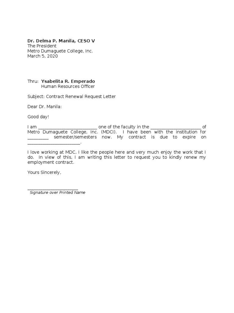 Contract Renewal Request | PDF