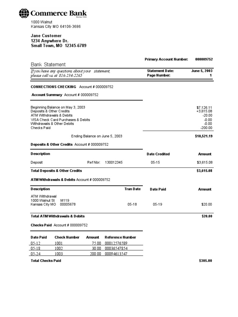 Bank Statement Template 17 | PDF