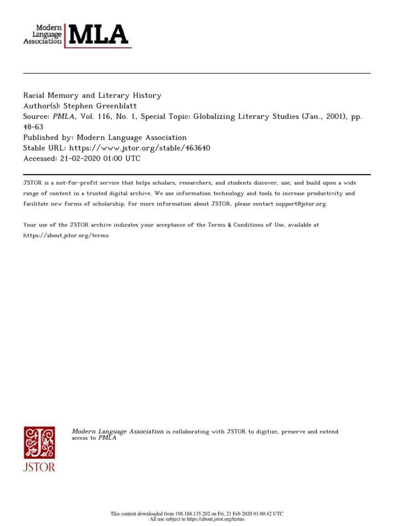 Racial Memory and Literary History | PDF | Mansfield Park | Othello