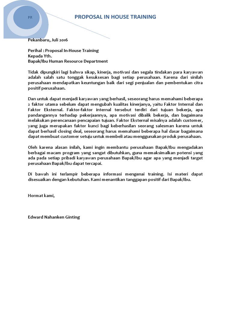 Contoh Proposal Training | PDF