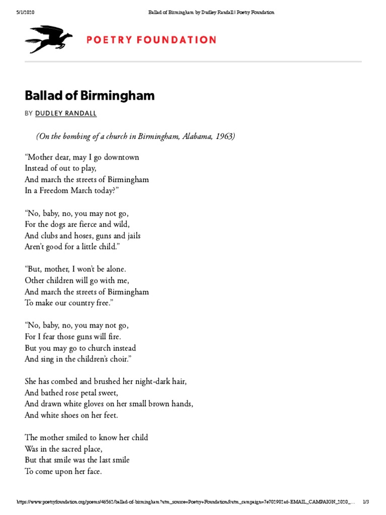 Ballad of Birmingham by Dudley Randall - Poetry Foundation | PDF