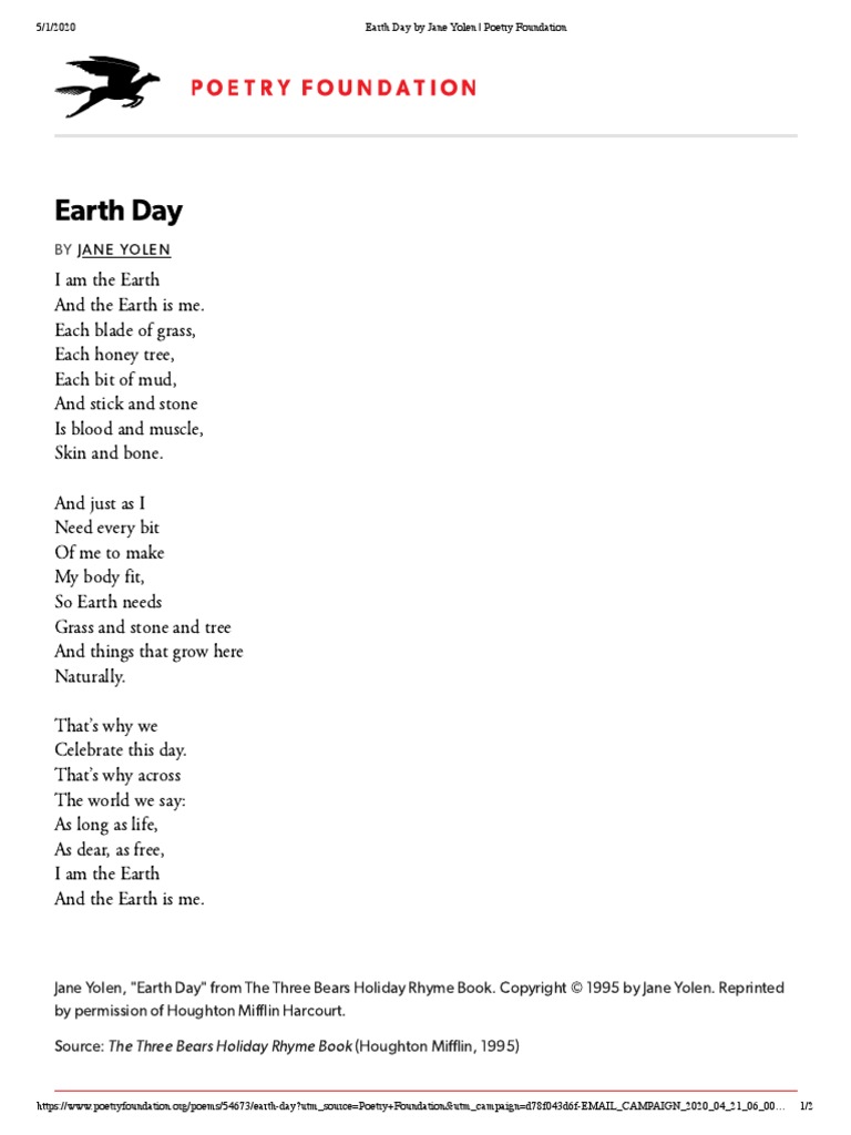 Earth Day by Jane Yolen - Poetry Foundation | PDF