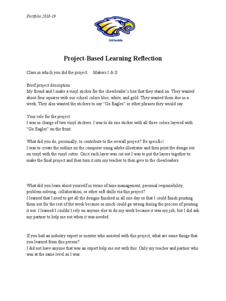 PBL Reflection | PDF