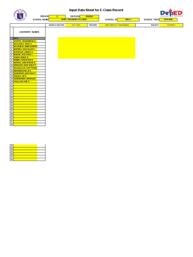 Grading Sheet St. Paul 4th Quarter | PDF