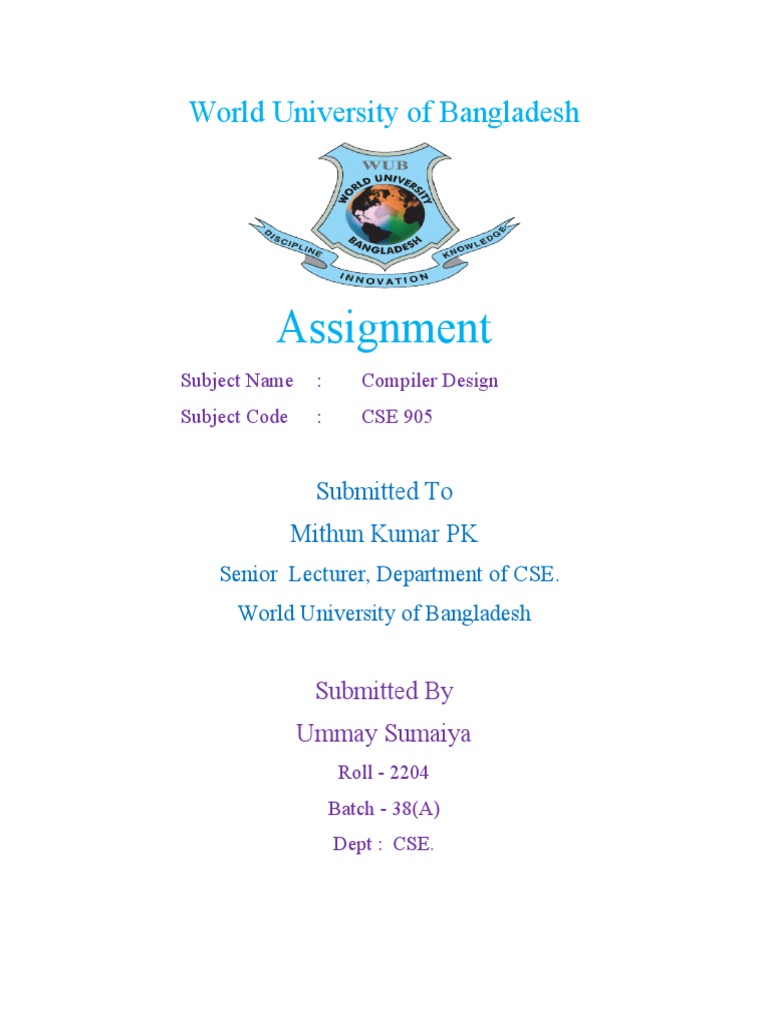 Compiler Design Assignment | PDF | Parsing | Compiler