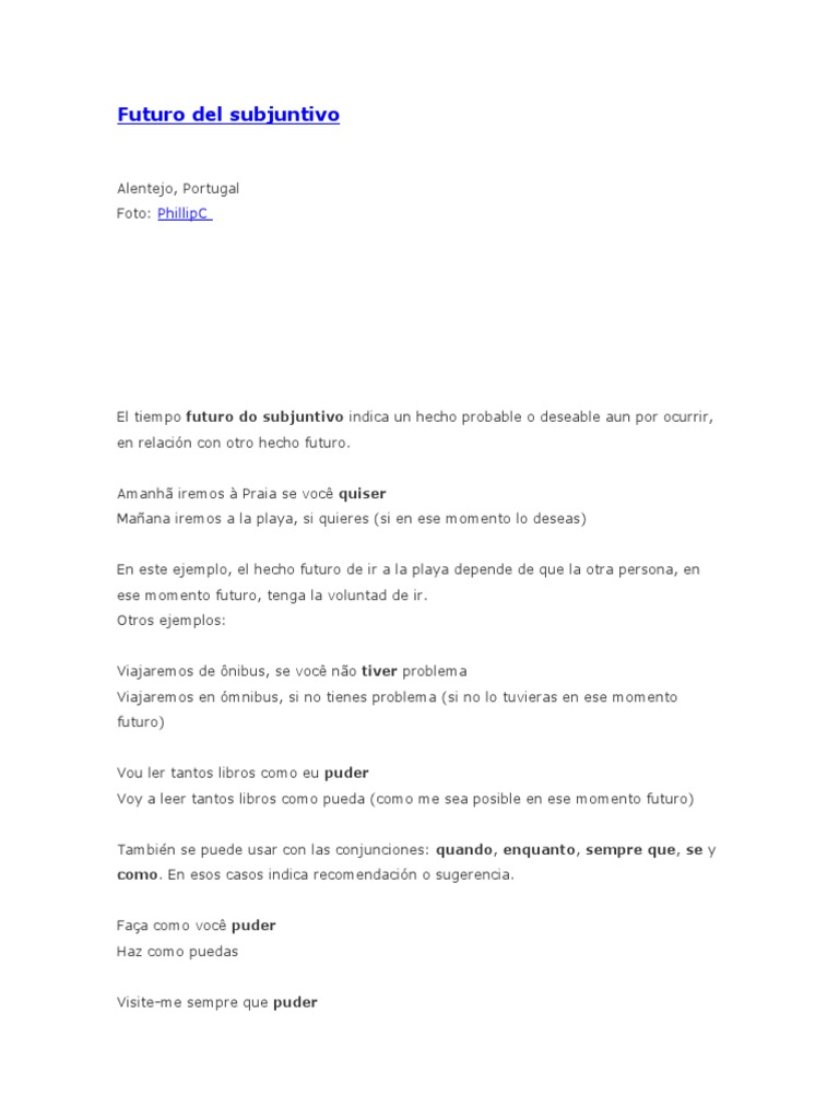 Futuro Del Subjuntivo | PDF | Conjugación gramatical | Morfología