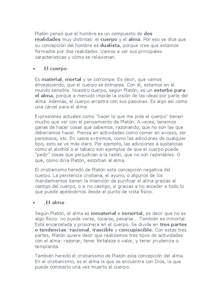 Segun Platon Que Es El Alma y El Cuerpo | Descargar gratis PDF | Alma ...