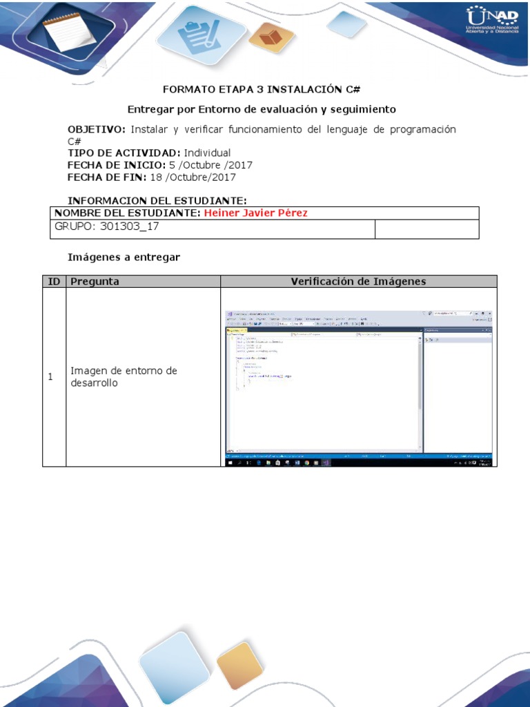 Formato Etapa 3 - Taller Instalación Visual Studio | PDF | Crecimiento personal y profesional
