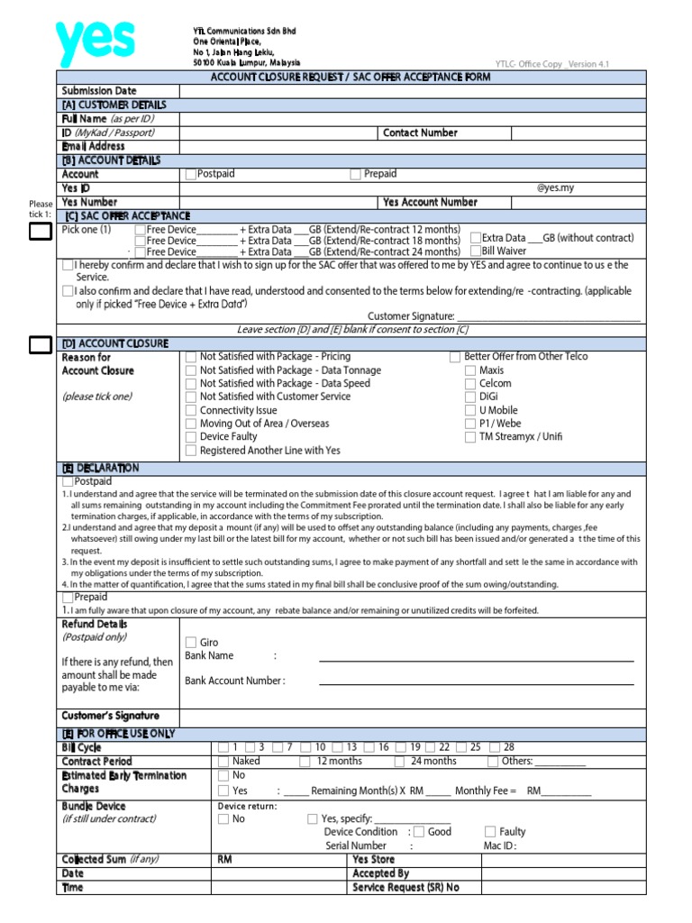 Account Closure Form | PDF | Fee | Tax Refund