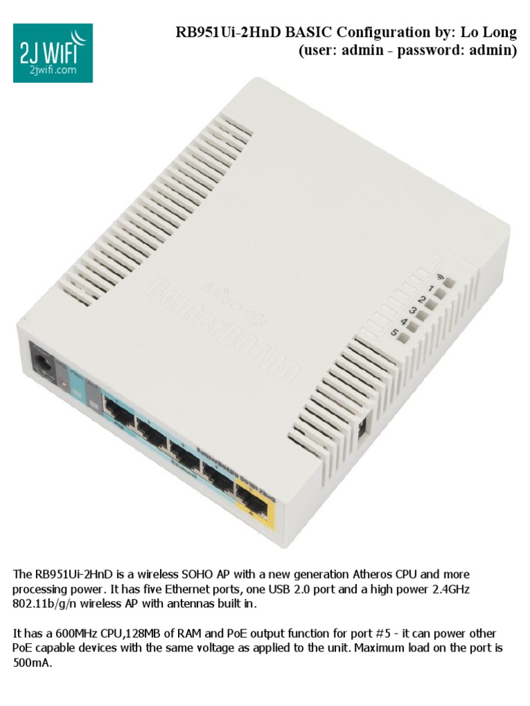 RB951Ui-2HnD Router Setup Guide | PDF