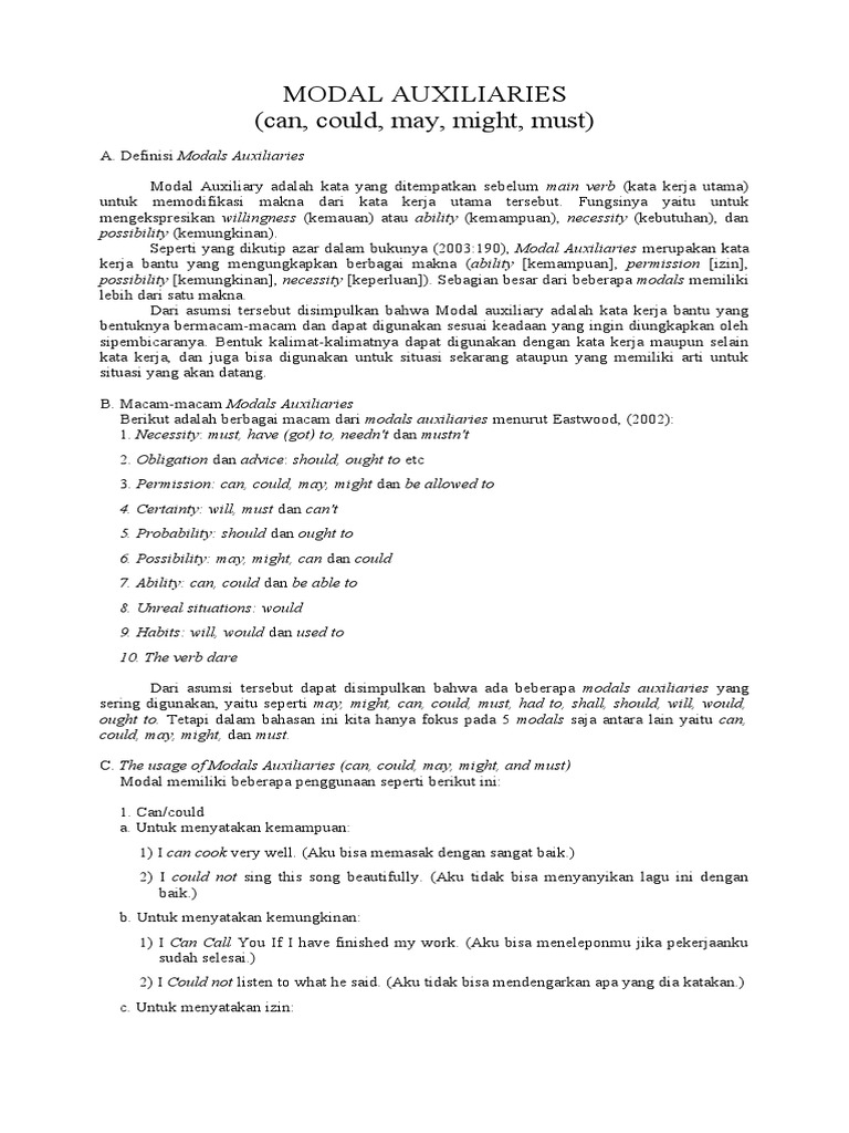 Modal Auxiliaries | PDF