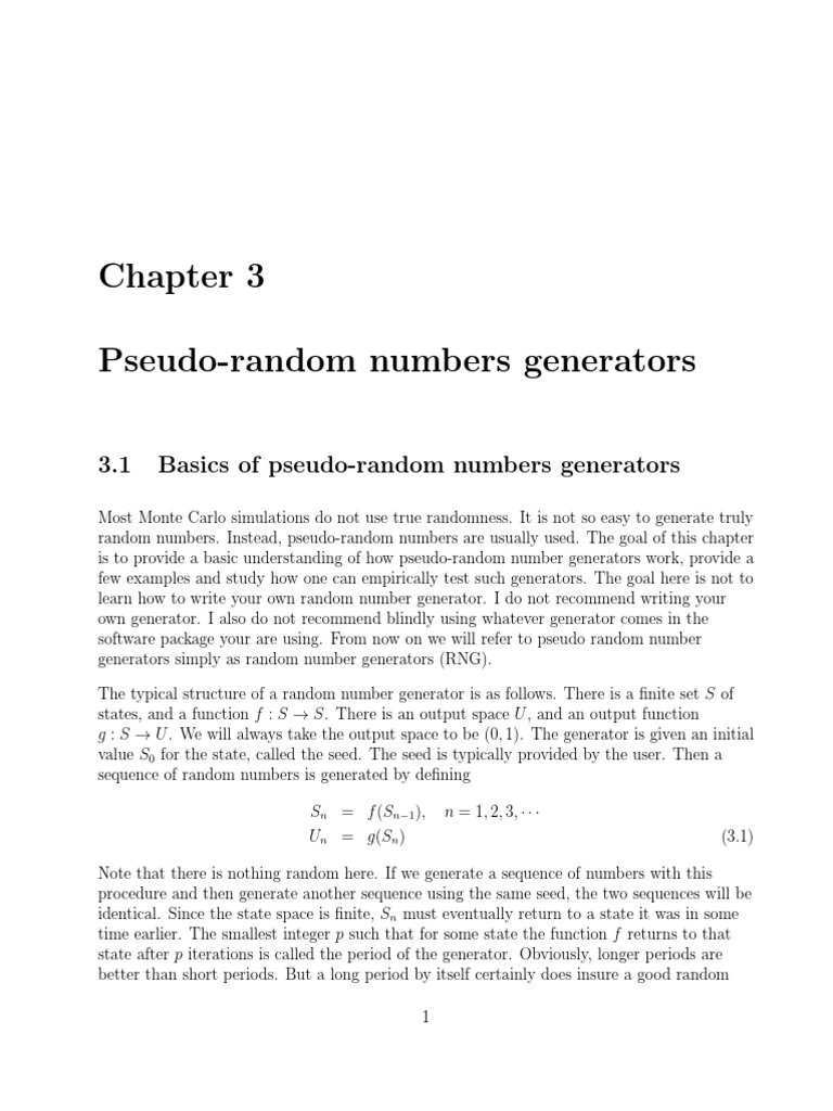 3.1 Basics of Pseudo-Random Numbers Generators | PDF | Teaching Methods ...