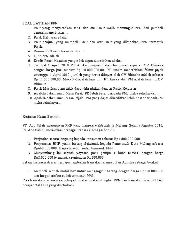 Contoh Soal PPN | PDF