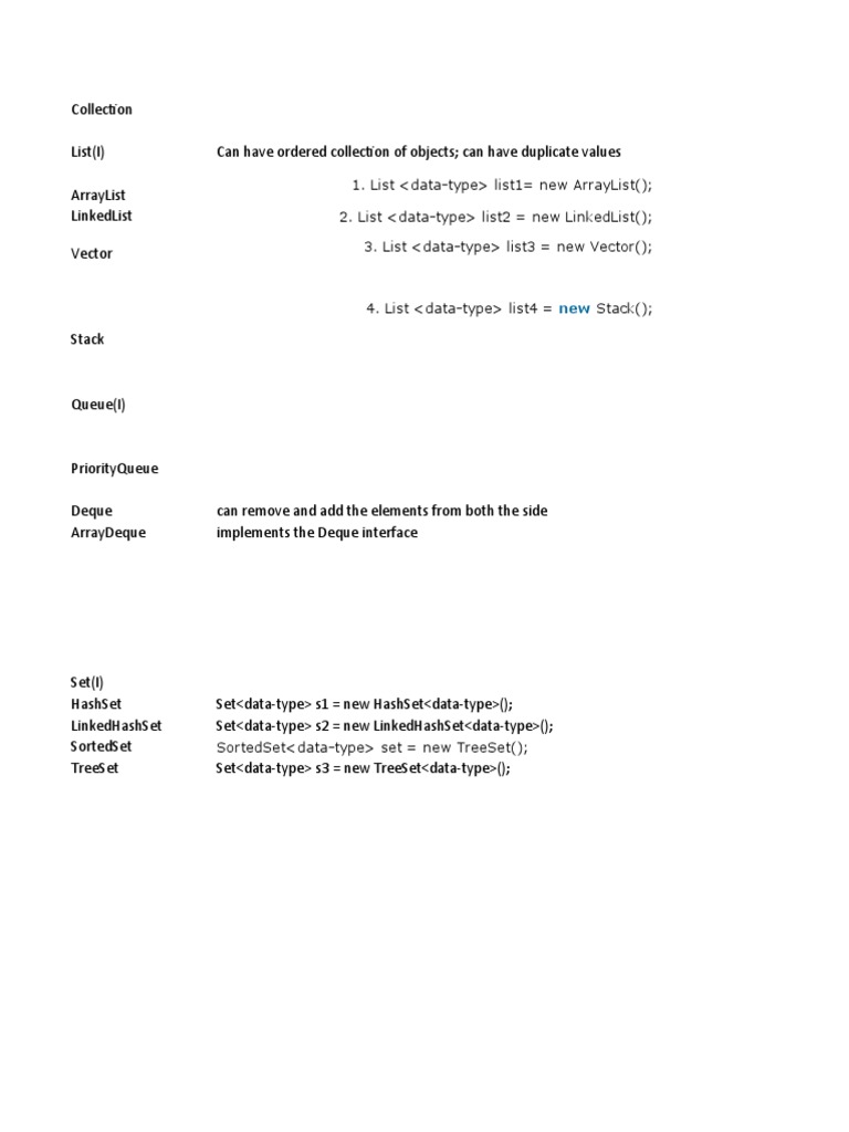 List List1 New Arraylist 2. List List2 New Linkedlist 3. List List3 New ...