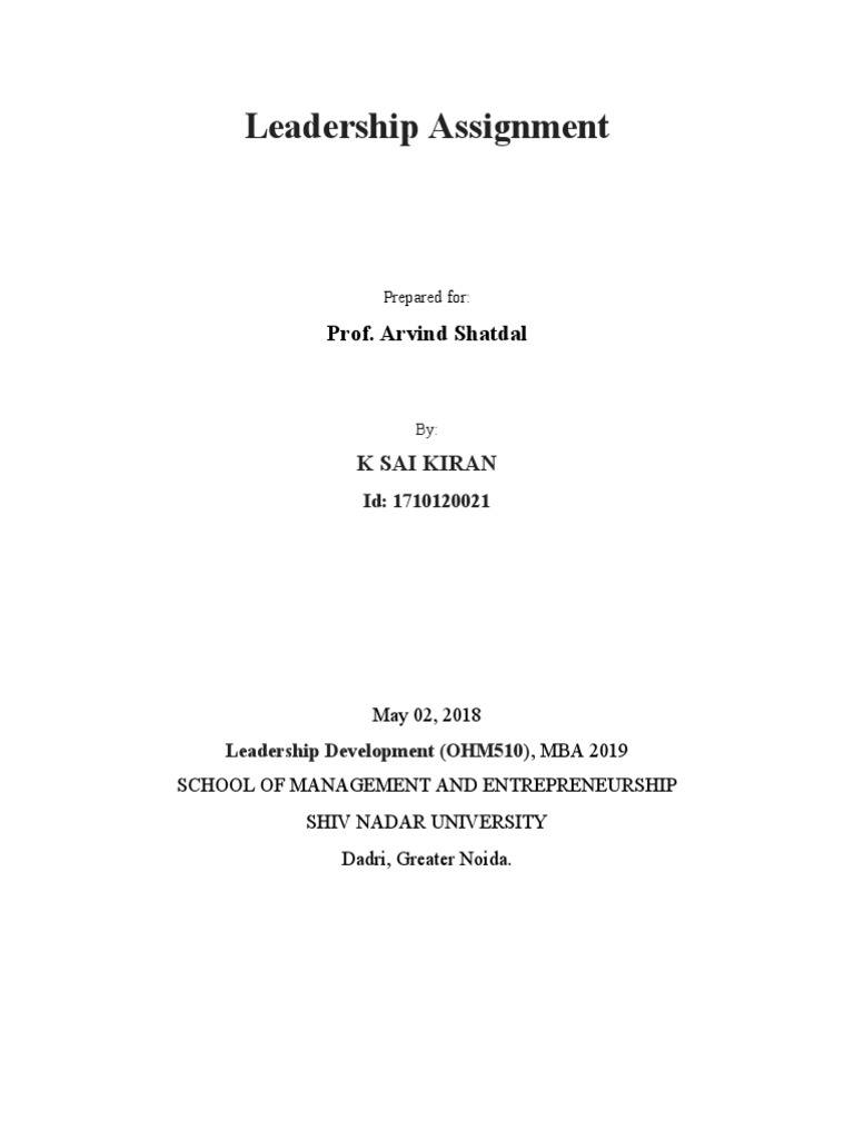 Leadership Development Assignment MBA | PDF