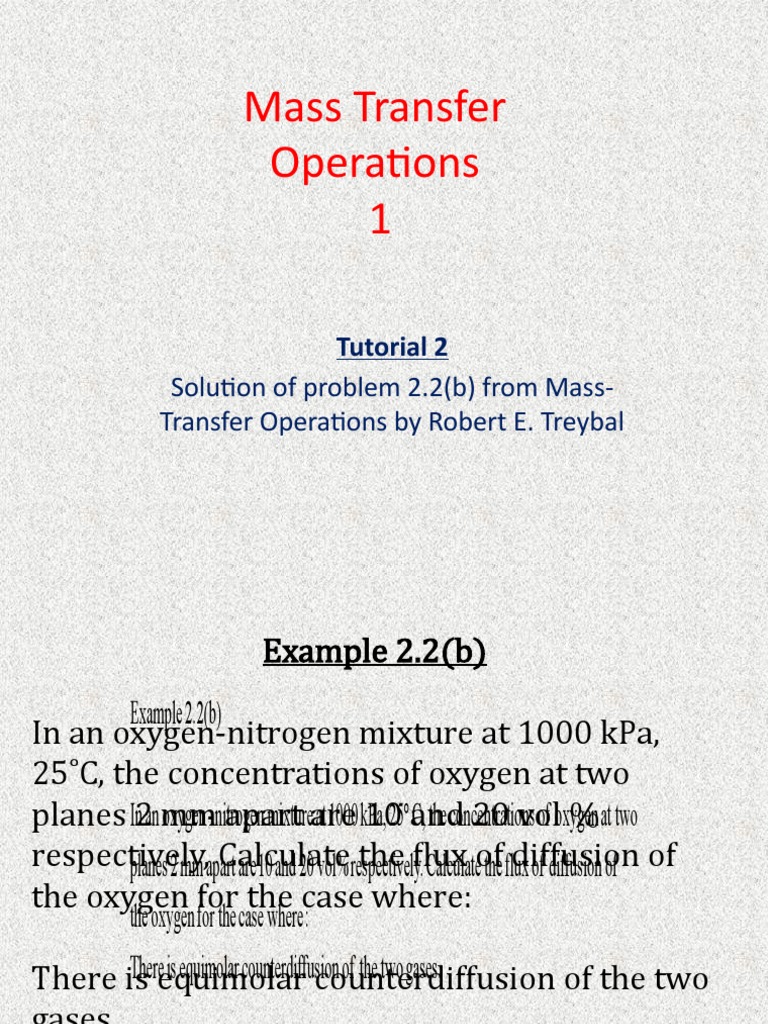 Mass Transfer Operations 1: Solution of Problem 2.2 (B) From Mass-Transfer Operations by Robert ...