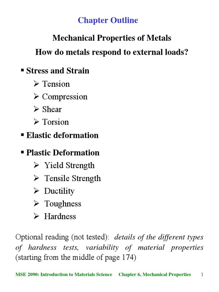 Chapter 6 Mechanical Properties | Download Free PDF | Deformation (Engineering) | Strength Of ...