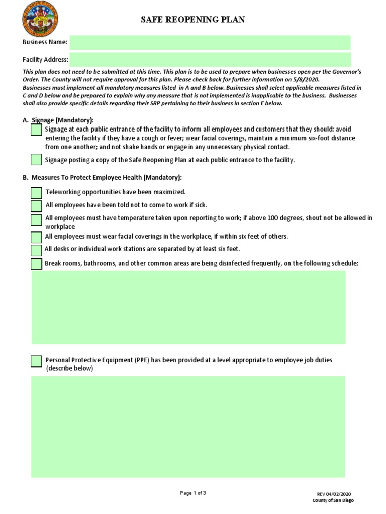Safe Reopening Plan: A. Signage (Mandatory) | PDF | Business | Labour