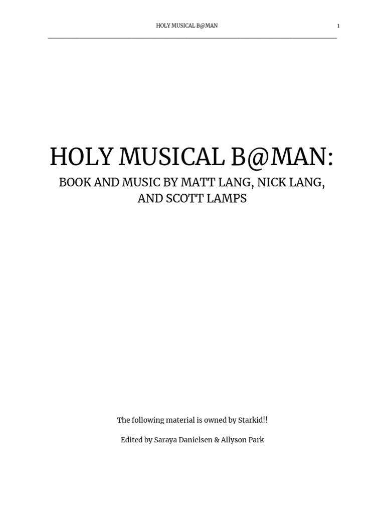 Holy Musical B@Man Script | PDF | Batman | Superman