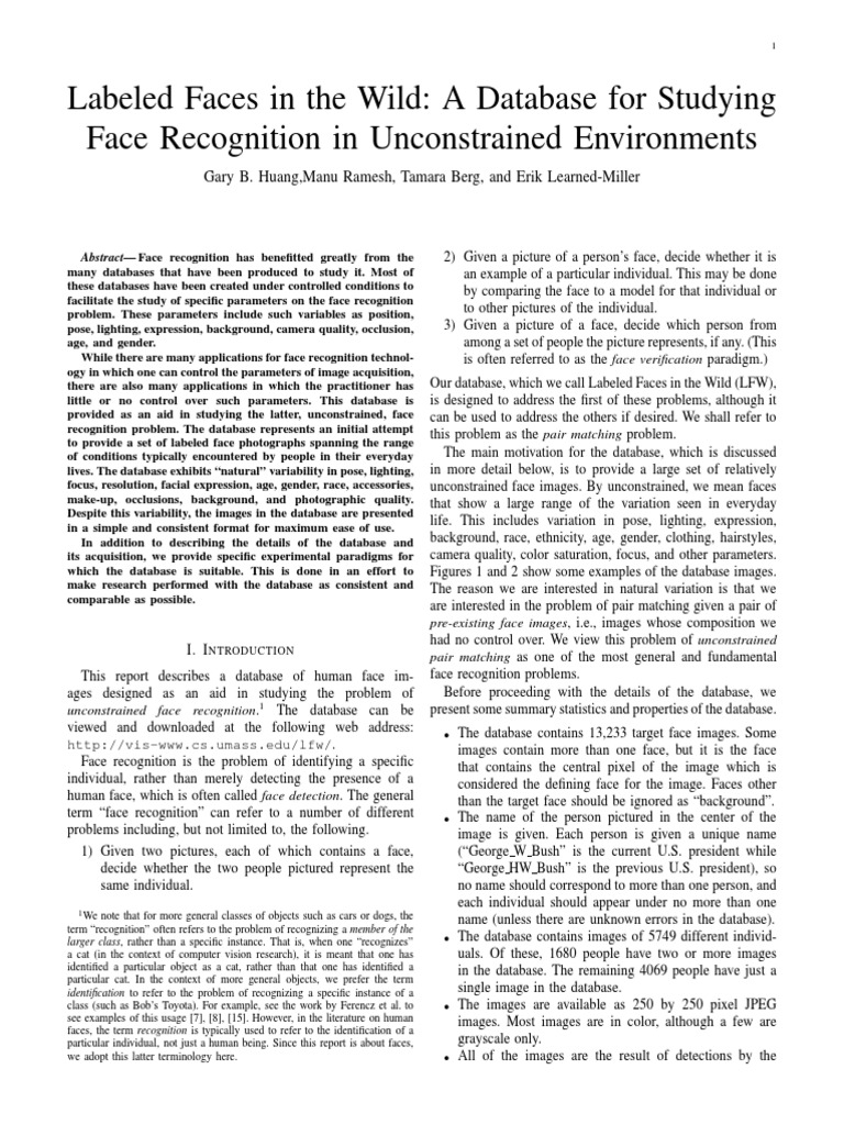 Labeled Faces in The Wild: A Database For Studying Face Recognition in ...