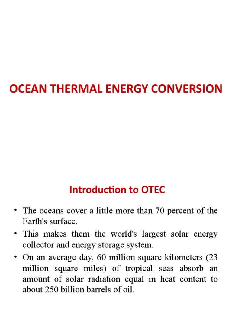 Ocean Thermal Energy Conversion Explained | PDF | Vacuum | Energy ...