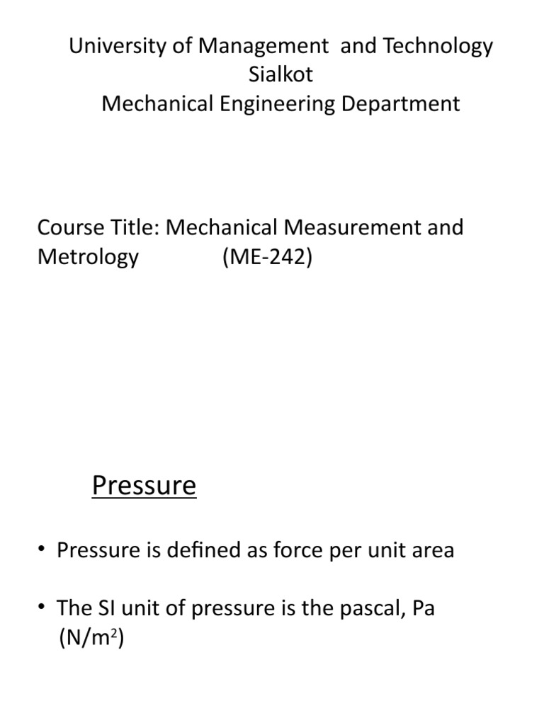 Pressure Measurement 1 | PDF | Pressure Measurement | Pressure