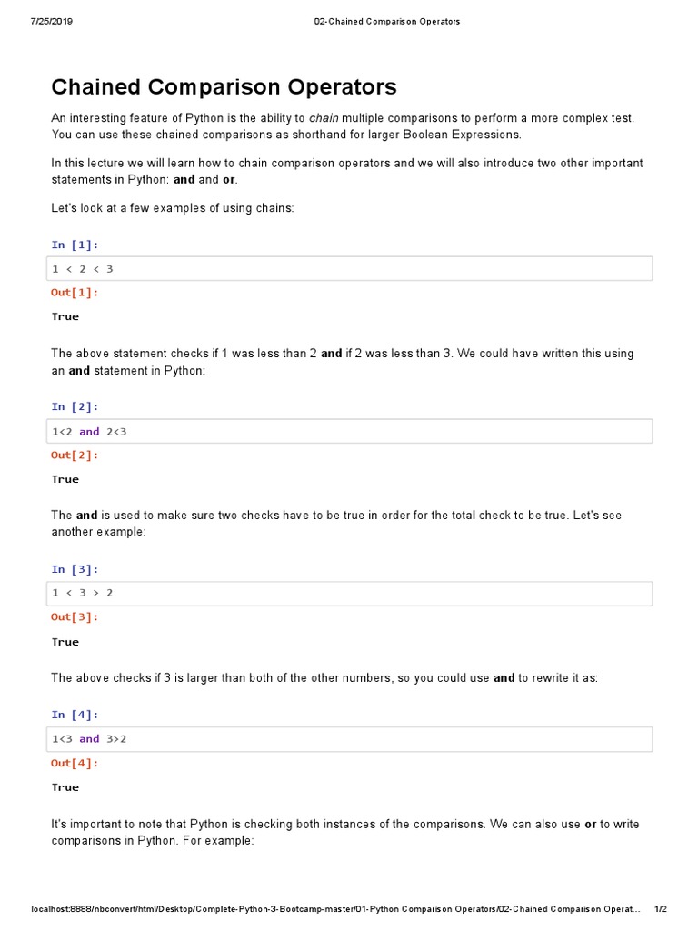 02-Chained Comparison Operators | PDF