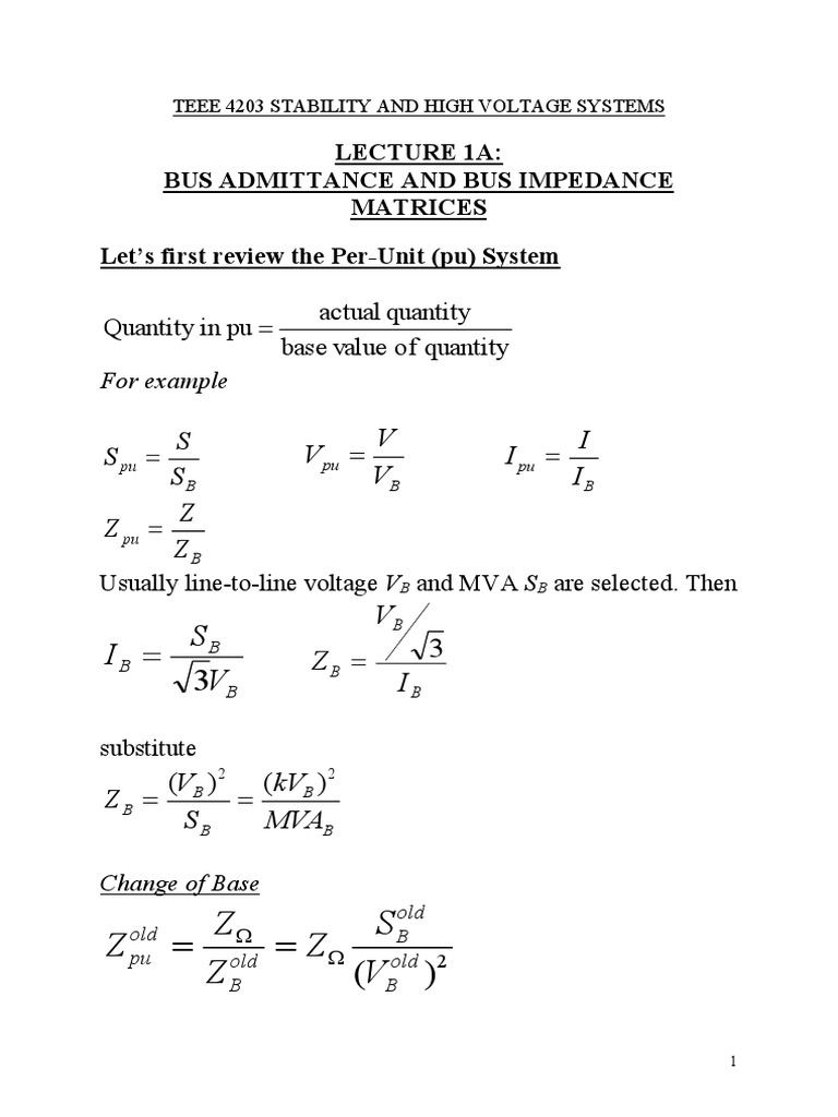 Bus Admittance and Impedance Matrices | PDF | Electronic Engineering ...