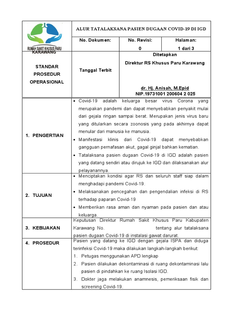 SOP Tatalaksana Pasien Covid-19 IGD | PDF