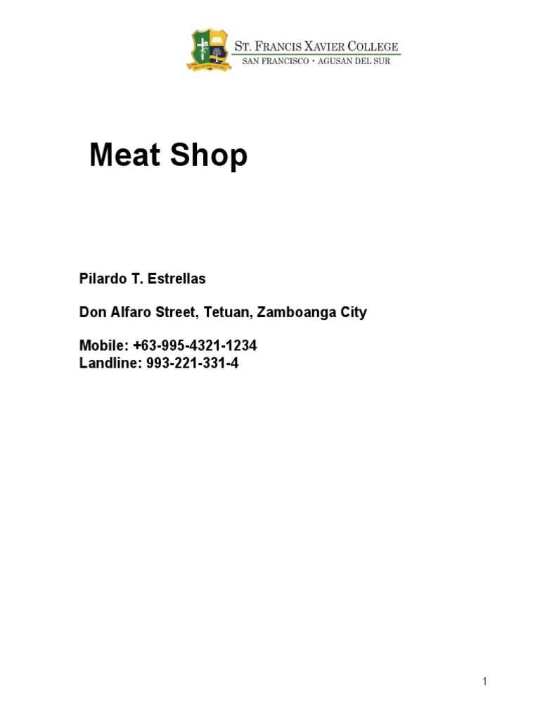 Meat Shop Business Plan Final | PDF | Retail | Income Statement