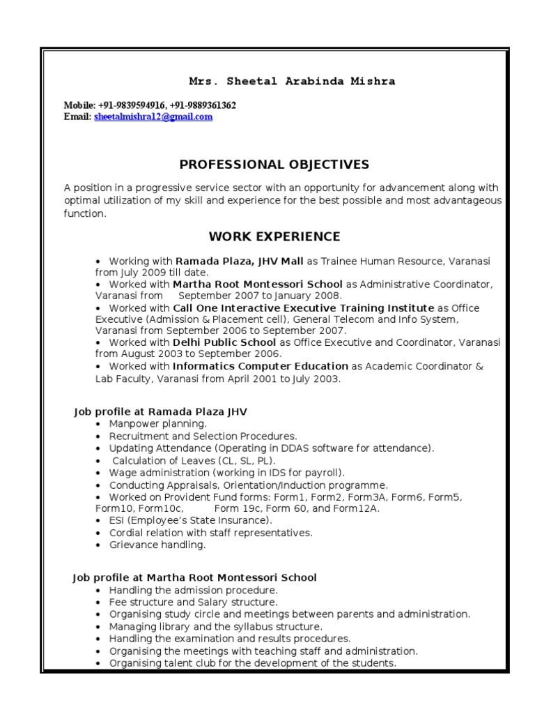 Sample CV Cur Vitae | PDF | Human Resources | Behavior Modification