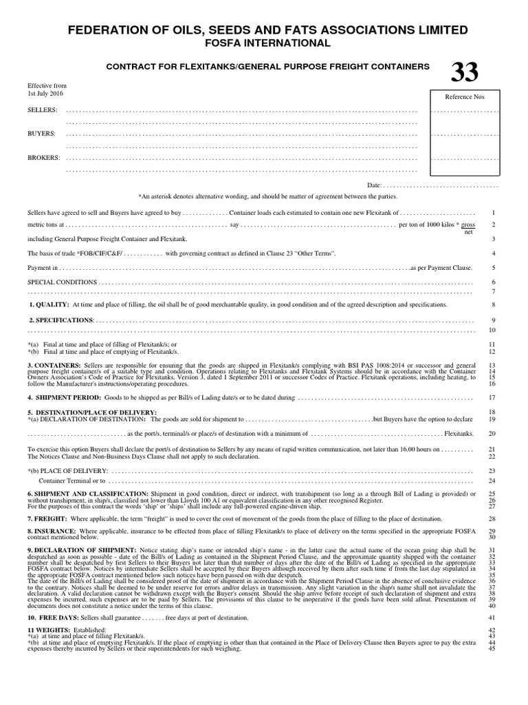 FOSFA Contract No 33 PDF | PDF | Payments | Arbitration