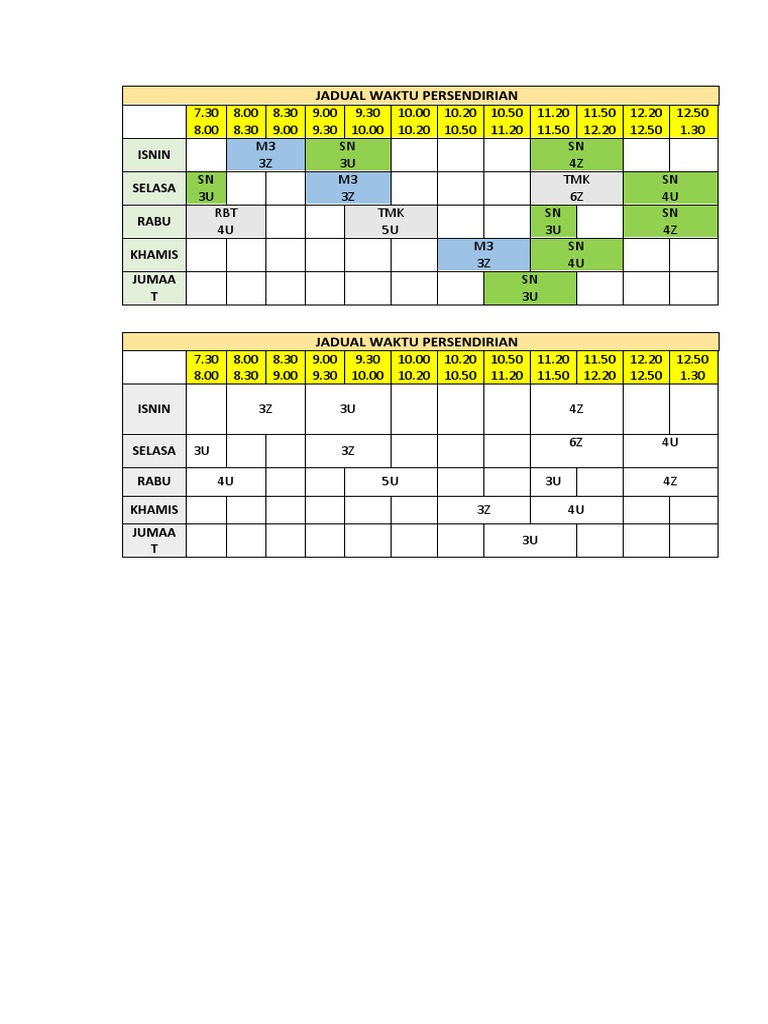 Jadual Waktu | PDF