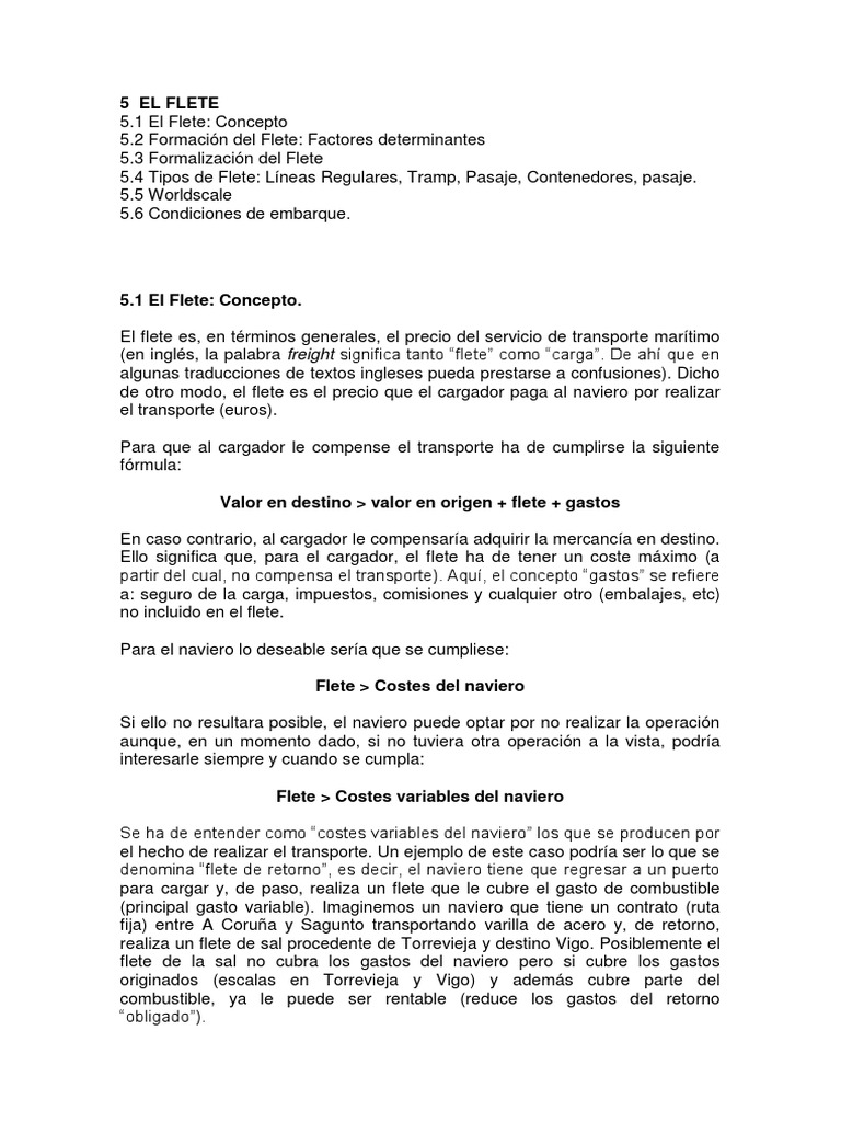 Concepto y Tipos de Flete Marítimo | PDF | Envío | Transporte