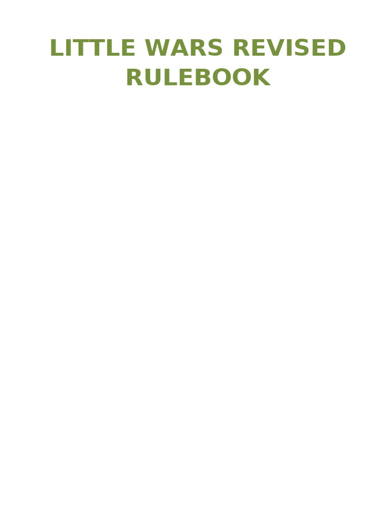 Little Wars Revised | PDF | Infantry | Wars & Military