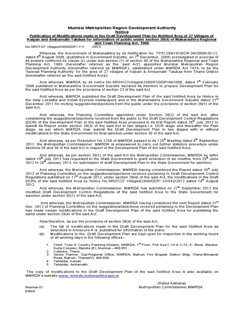 27-Villages Development Plan Modifications List PDF | PDF | Economy Of ...