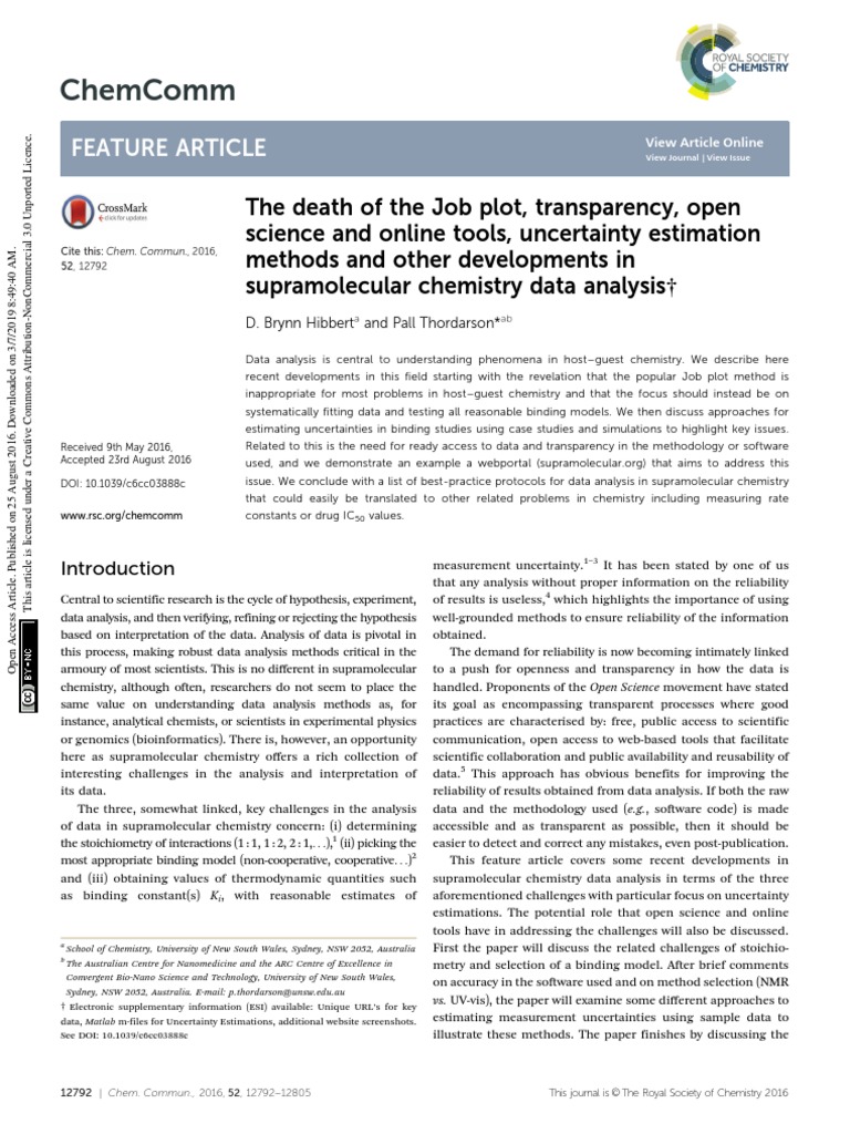 Chemcomm: Feature Article | PDF | Chemical Equilibrium | Analysis