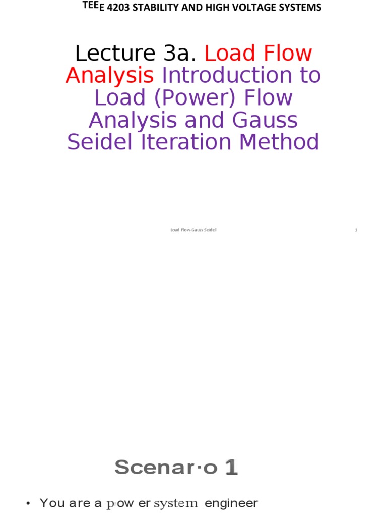 Lecture 3a. Introduction To Load Flow Analysis and Gauss Seidel | PDF ...