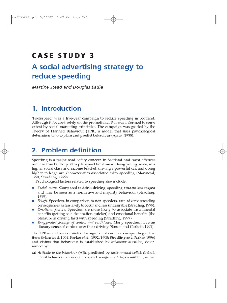 Case Study 3: A Social Advertising Strategy To Reduce Speeding | PDF ...