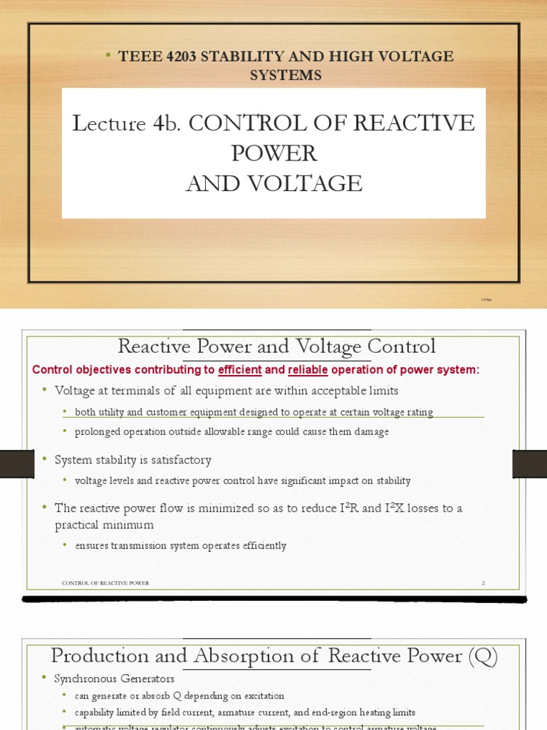 Lecture 4b. Control of Reactive Power..... | PDF | Ac Power | Capacitor