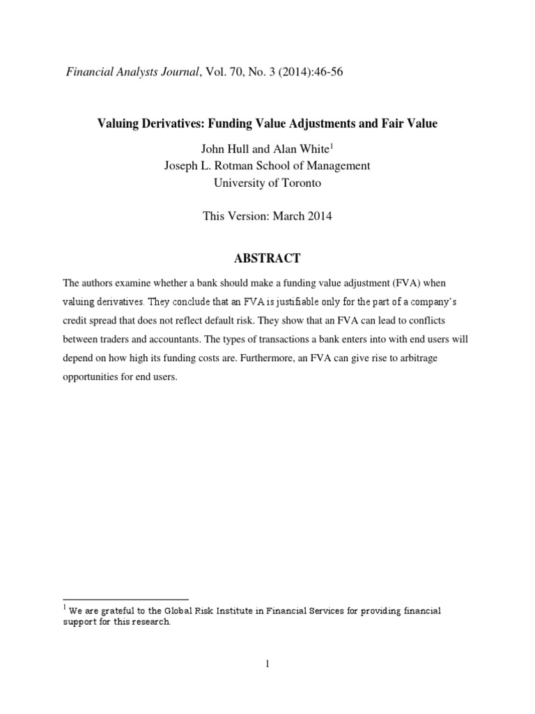 Valuing Derivatives: Funding Value Adjustments and Fair Value | PDF ...