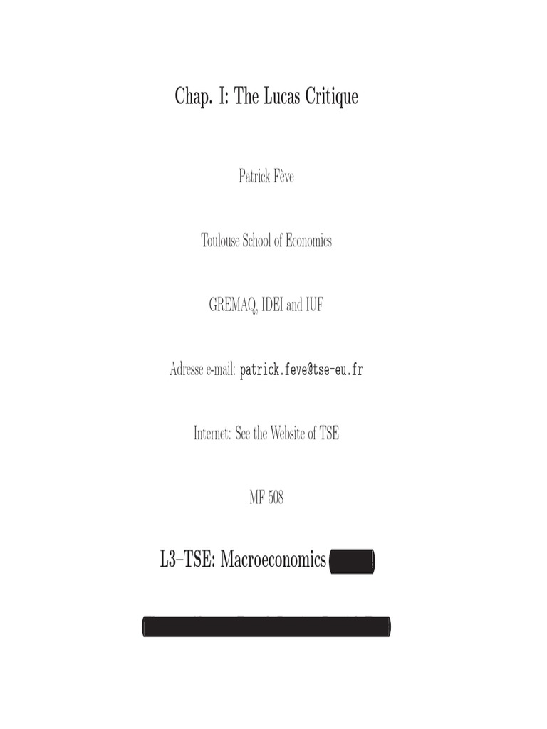 Lucas Critique 1976 | PDF | Autoregressive Model | Macroeconomics