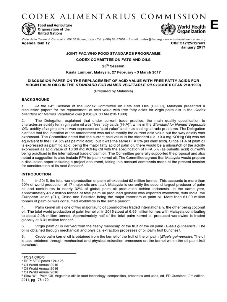 Codex Committee On Fats and Oils | PDF | Palm Oil | Natural Products