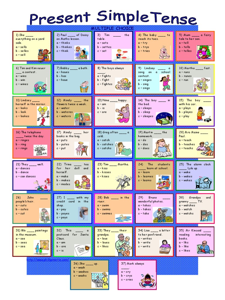 Present Simple Tense Multiple Choice Exe | PDF