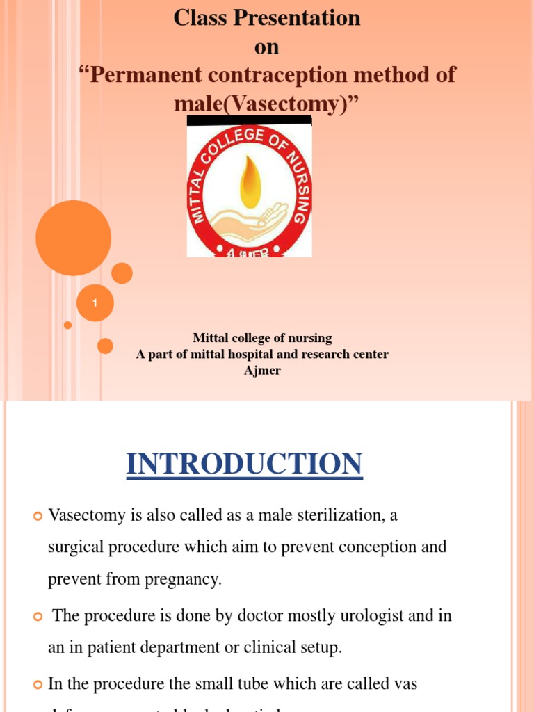 Permanent Contraception Method of Male (Vasectomy) | PDF | Birth ...