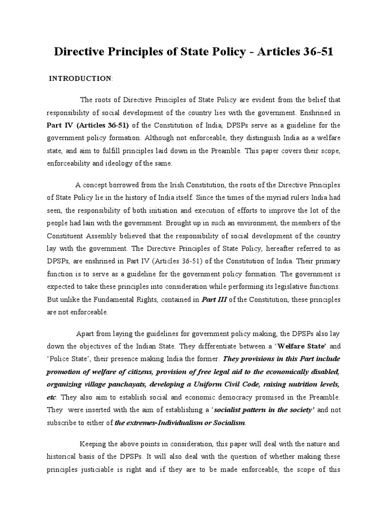 DPSP | PDF | Fundamental Rights | Constitution