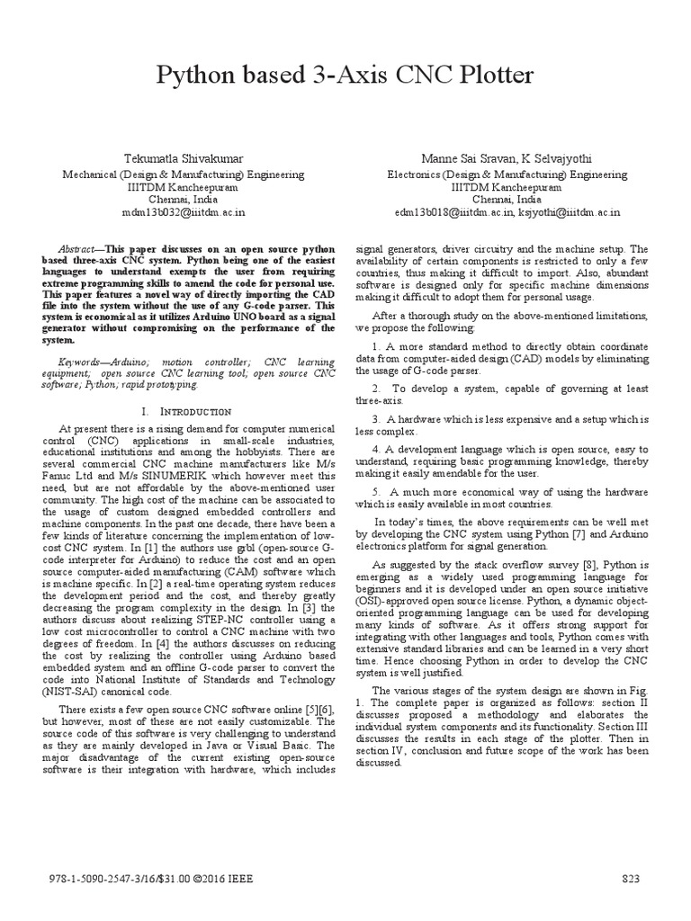 2016 - Python Based 3-Axis CNC Plotter | PDF | Numerical Control ...