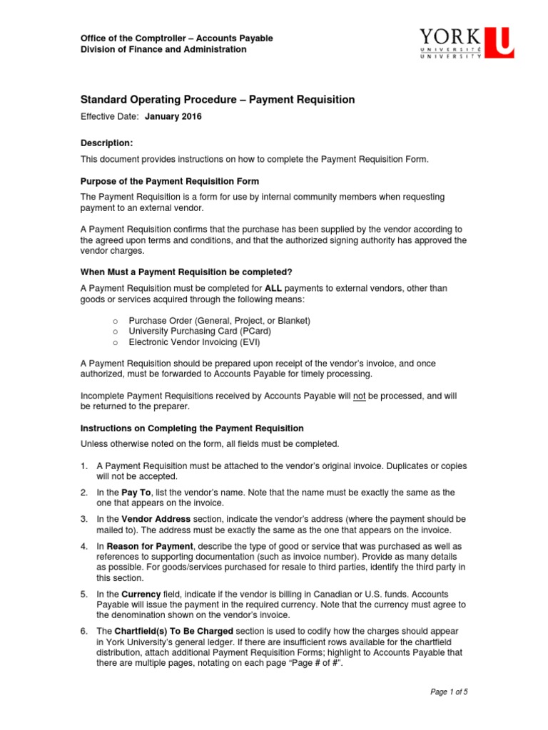Payment Requisition Form Guidelines | PDF | Accounts Payable | Invoice